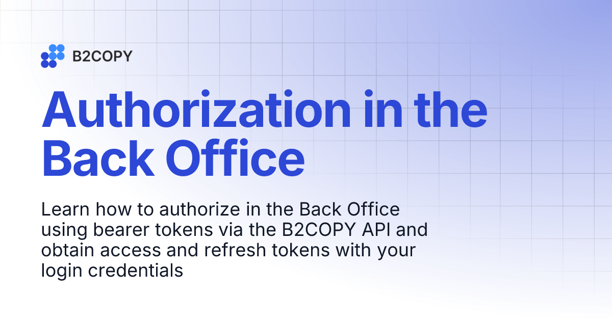 Authorization in the Back Office | B2COPY docs