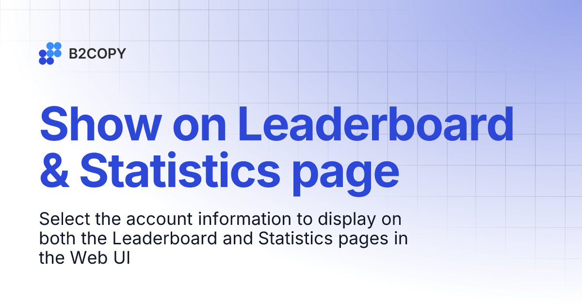 Show on Leaderboard & Statistics page | B2COPY docs