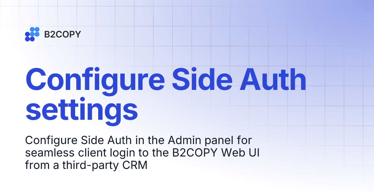 Configure Side Auth settings | B2COPY docs