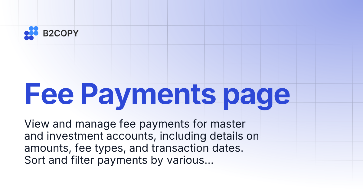 Fee Payments page | B2COPY docs