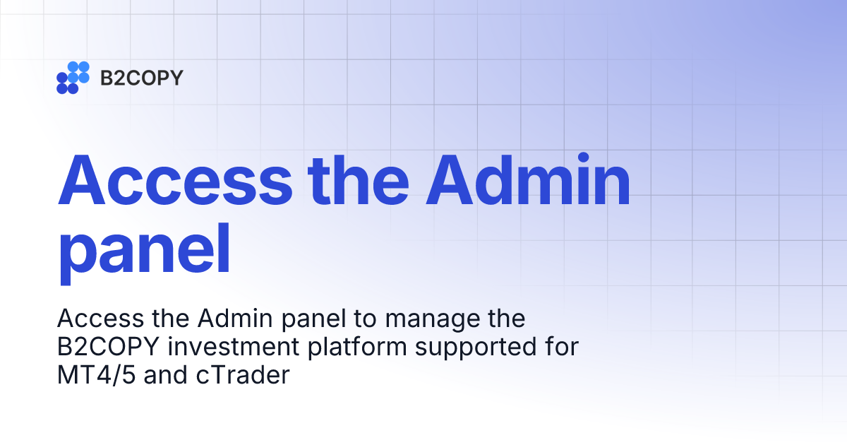 Access the Admin panel | B2COPY docs