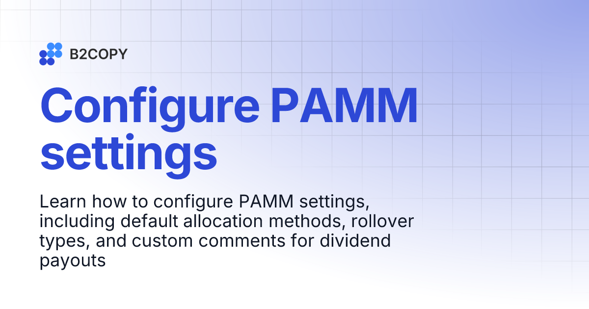 Configure PAMM settings | B2COPY docs