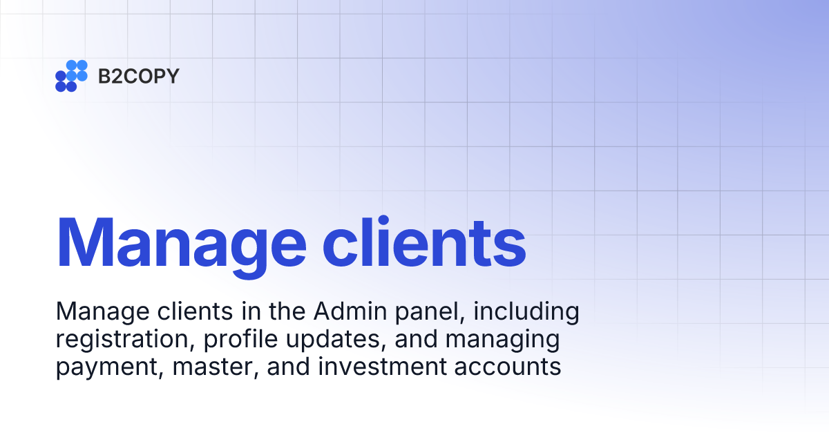 Manage clients | B2COPY docs