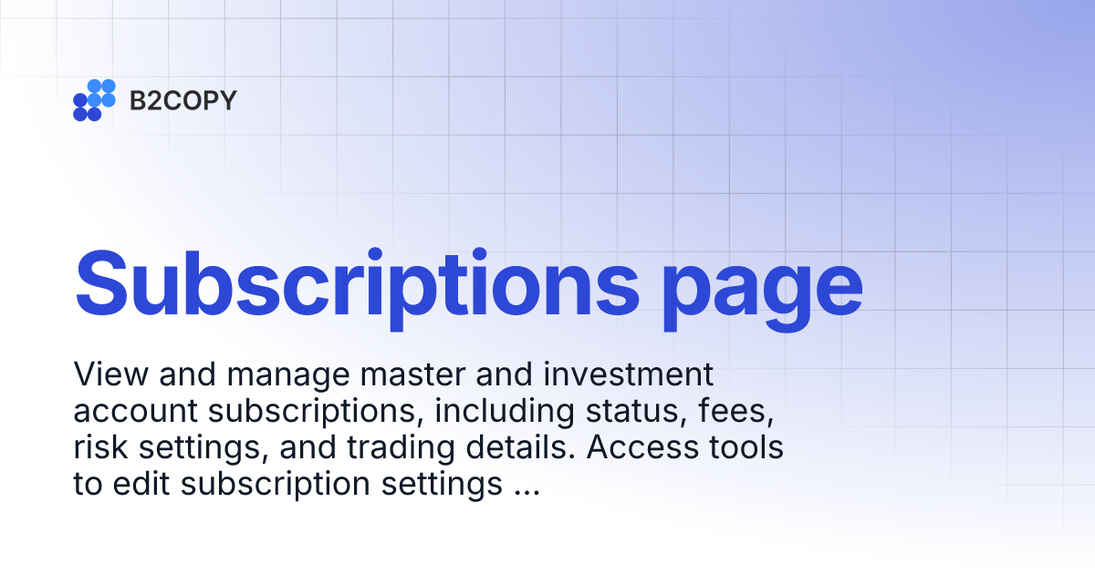 Subscriptions page | B2COPY docs