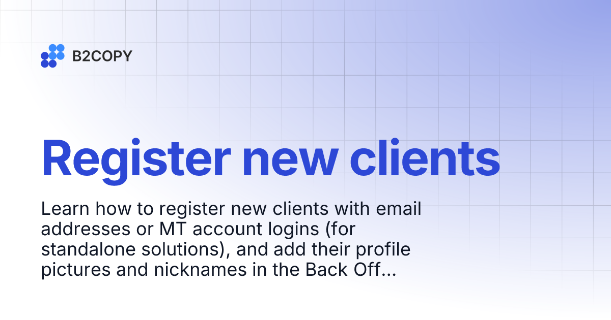 Register new clients | B2COPY docs