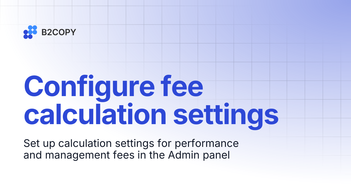 Configure fee calculation settings | B2COPY docs