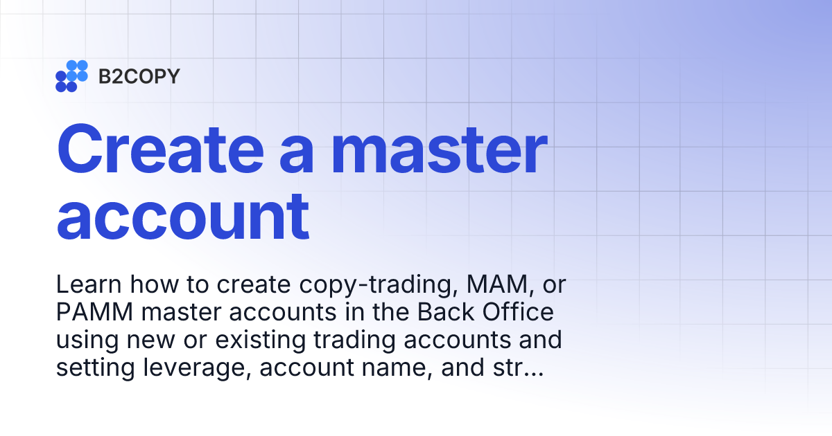 Create a master account | B2COPY docs