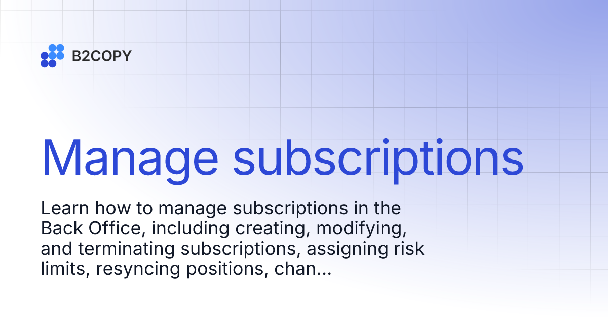 Manage subscriptions | B2COPY docs